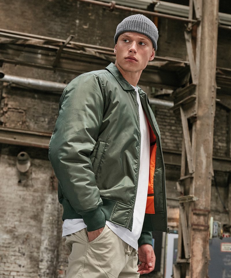 Collar bomber jacket. Lined nylon bomber jacket for men with a flashy ...
